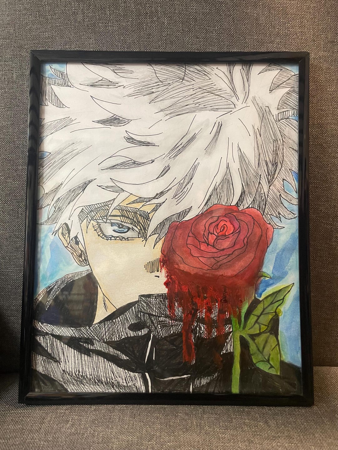 Satoru Gojo Original Anime Drawing With Frame 8x10 |fanart|anime|hand ...