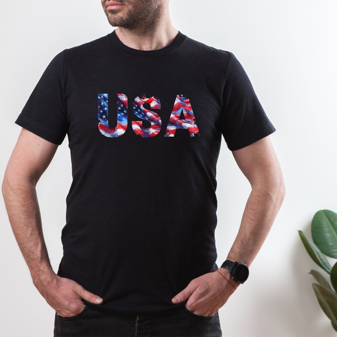 USA Flag T-shirt patriotic American Flag Graphic Tee unisex Casual Top ...