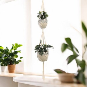 Macrame Cotton Plant Pot Hanger Net, Indoor Plant Hanging Basket ...
