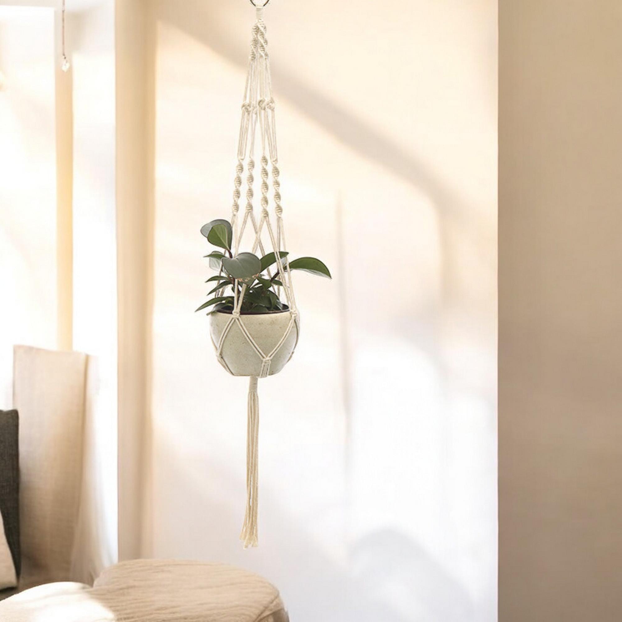 Macrame Cotton Plant Pot Hanger Net, Indoor Plant Hanging Basket ...