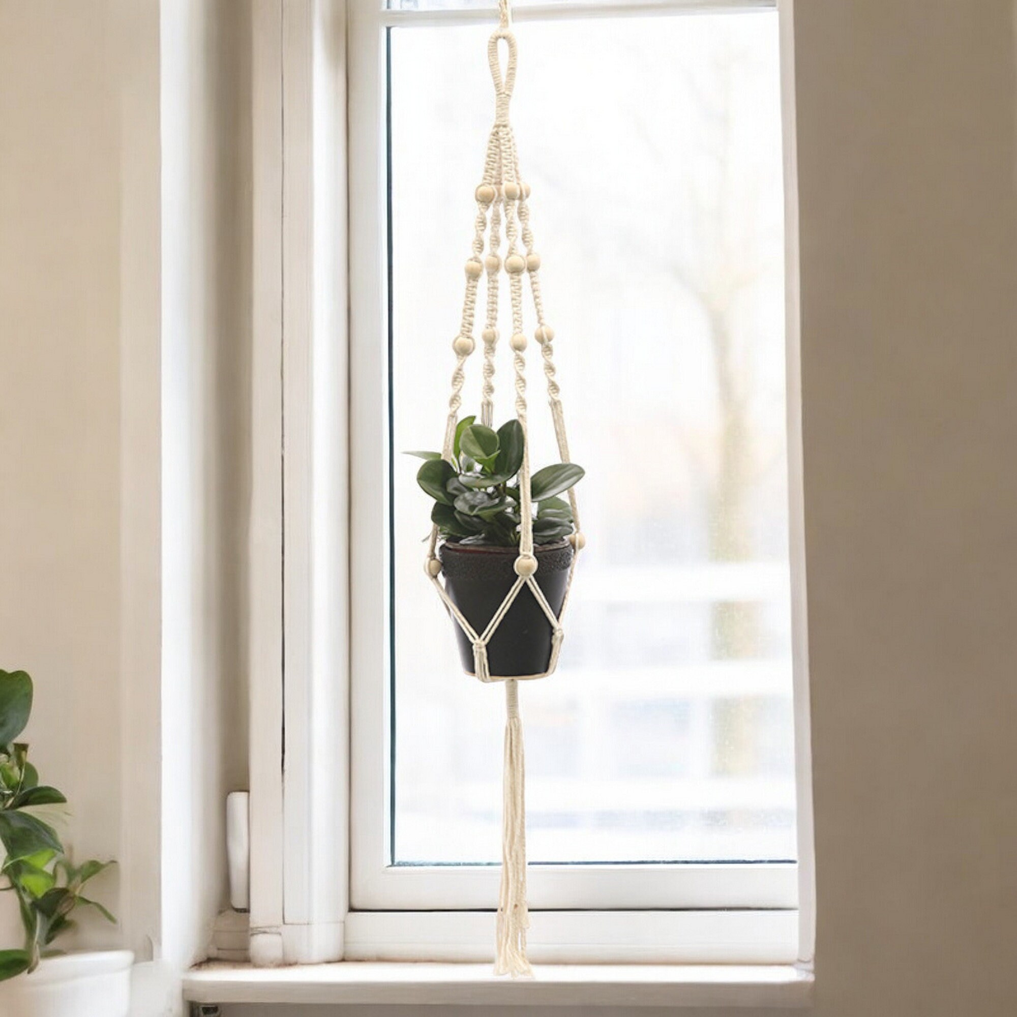 Macrame Cotton Plant Pot Hanger Net, Indoor Plant Hanging Basket ...