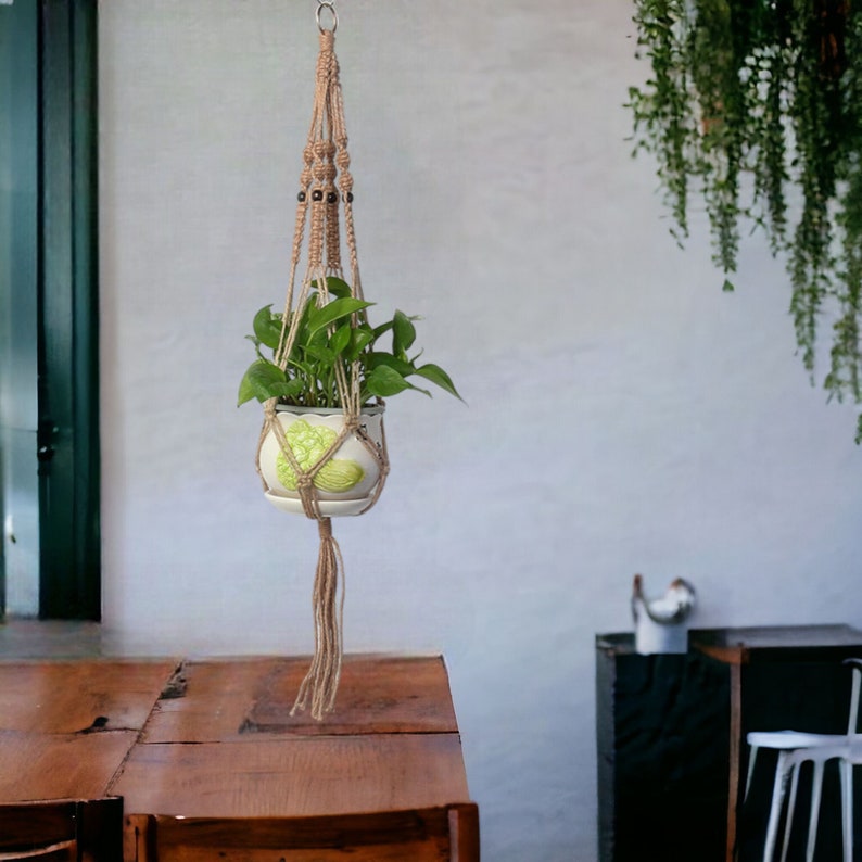 Macrame Hemp Rope Plant Hanger, Indoor Plant Hanger, Macrame Plant Pot ...