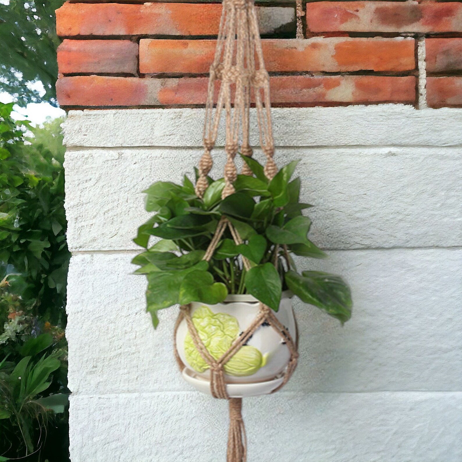 Macrame Hemp Rope Plant Hanger, Indoor Plant Hanger, Macrame Plant Pot ...