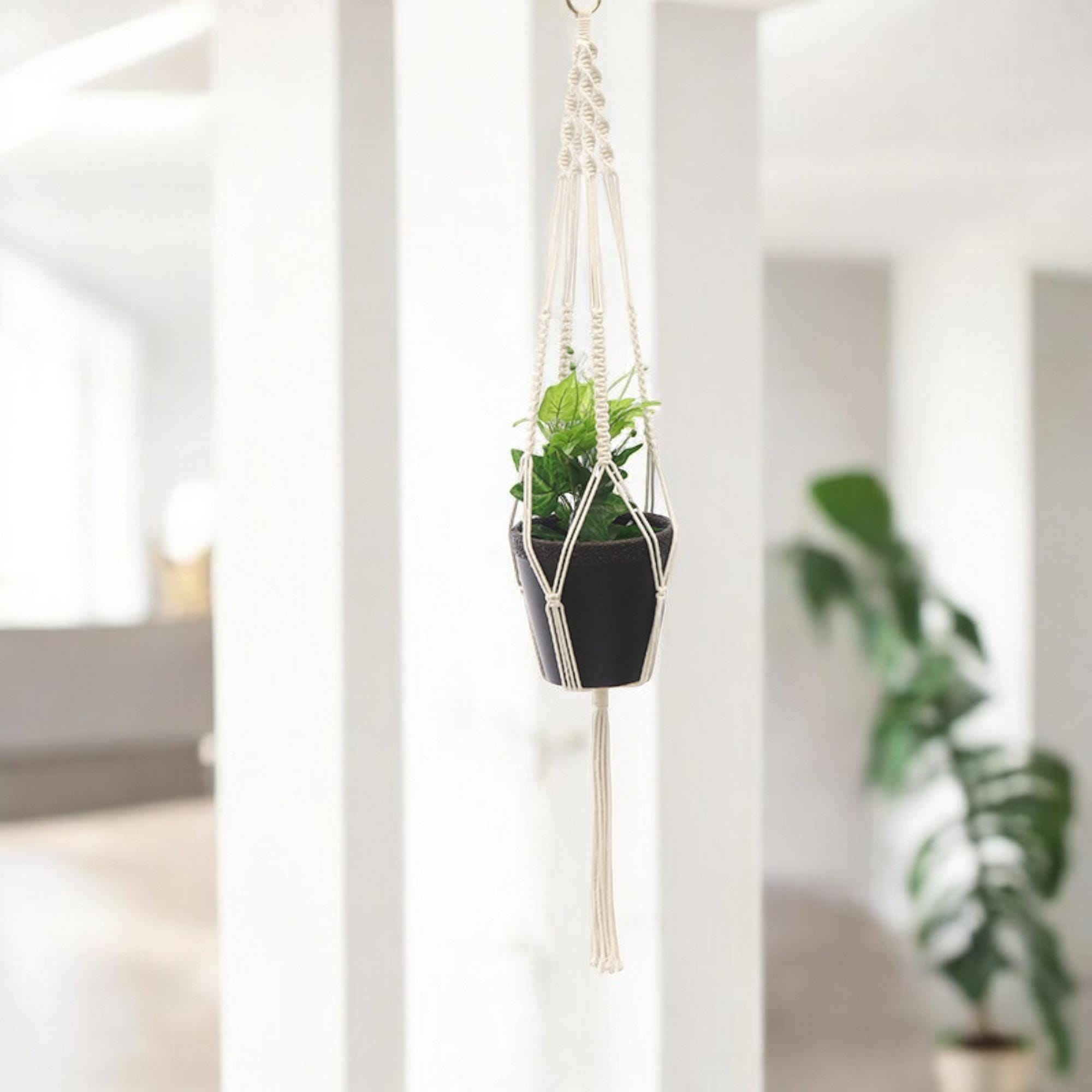 Macrame Cotton Plant Pot Hanger Net, Indoor Plant Hanging Basket ...