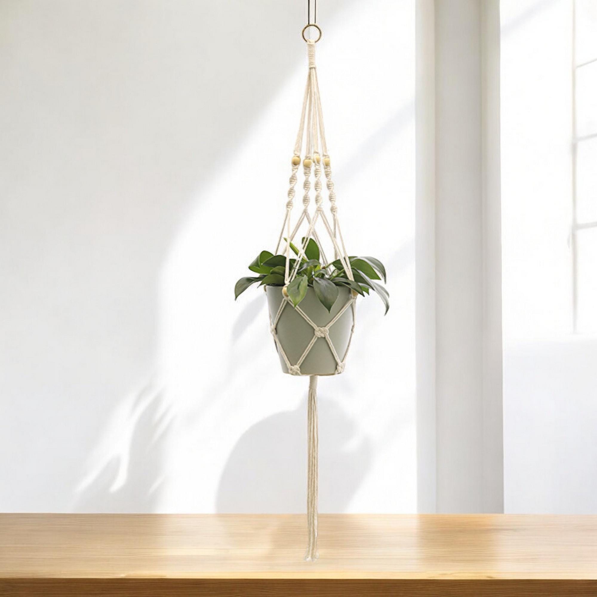 Macrame Cotton Plant Pot Hanger Net, Indoor Plant Hanging Basket ...