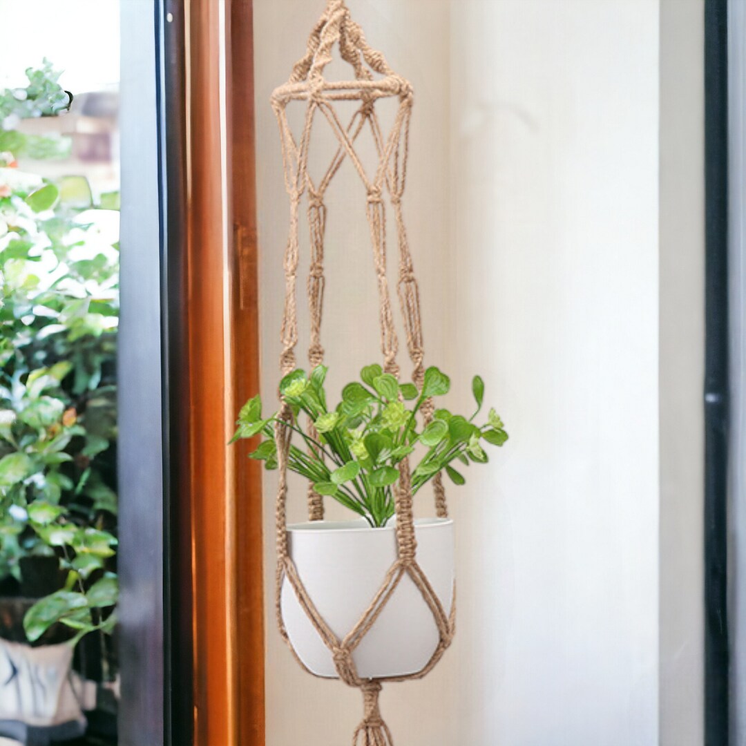 Macrame Hemp Rope Plant Hanger, Indoor Plant Hanger, Macrame Plant Pot ...