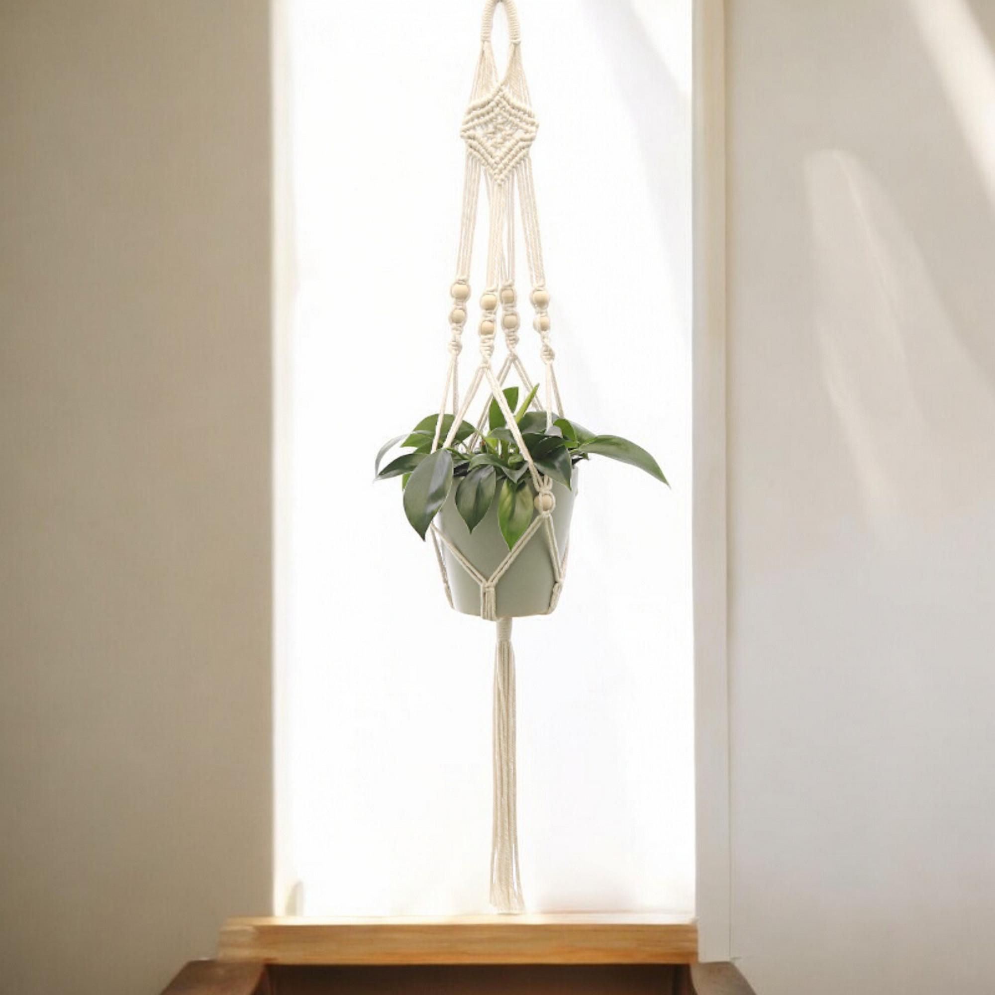 Macrame Cotton Plant Pot Hanger Net, Indoor Plant Hanging Basket ...