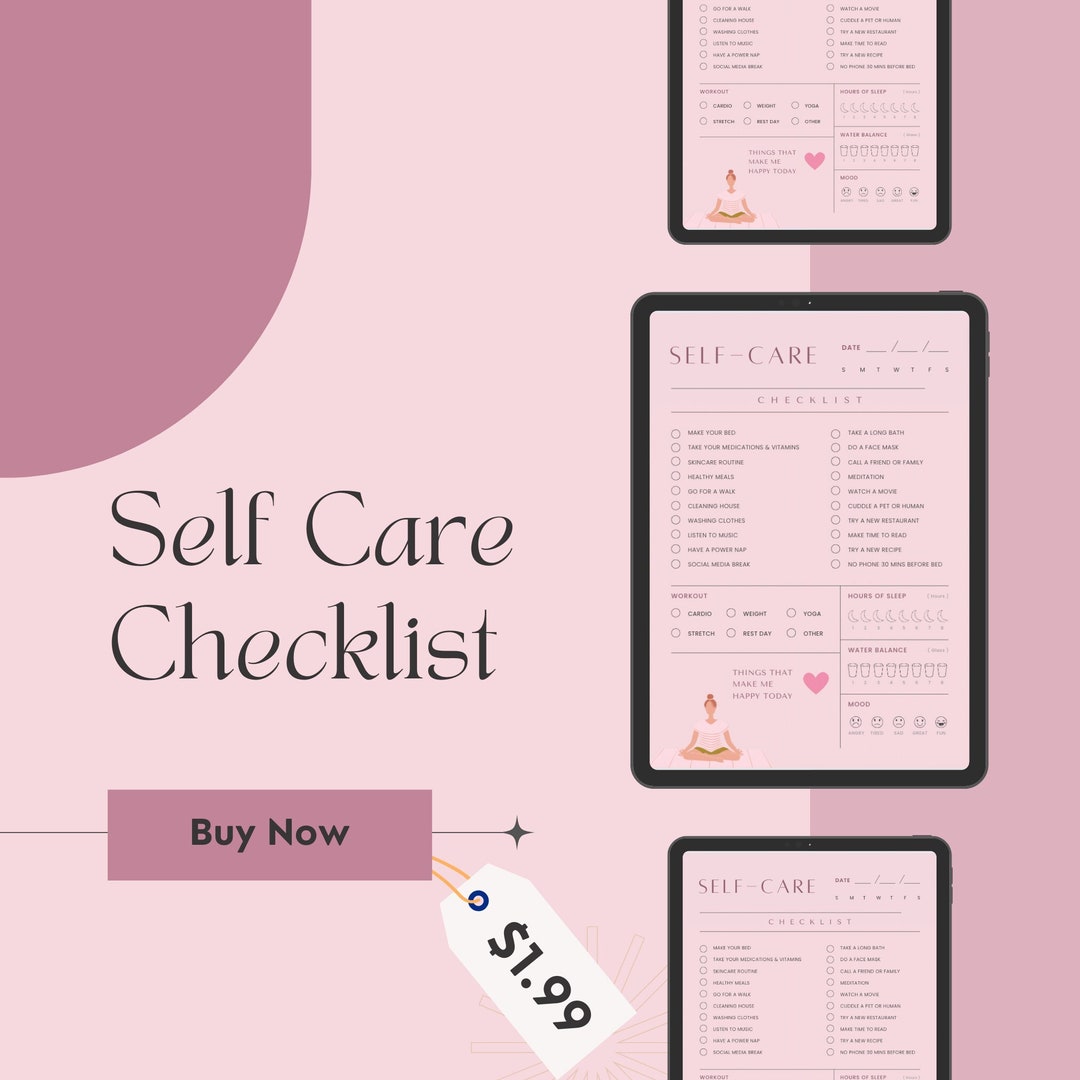 Printable Daily Self Care Checklist - Digital Download (PDF & PNG ...