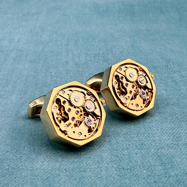 Octagon Mechanical Watch Movement Cufflinks - Etsy