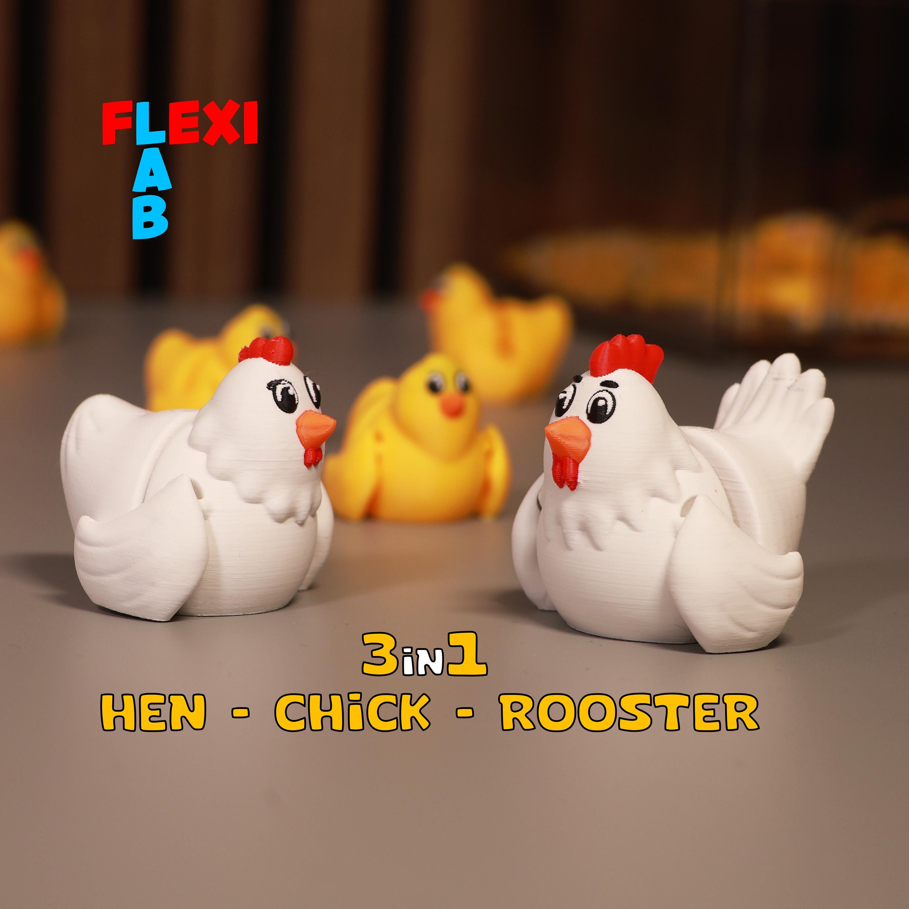 Flexi Chicken, Chick and Rooster 3D Printer File - Little Happy Farm ...