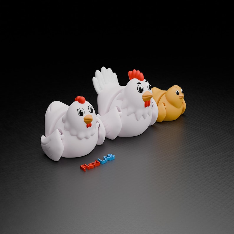 Flexi Chicken, Chick and Rooster 3D Printer File - Little Happy Farm ...