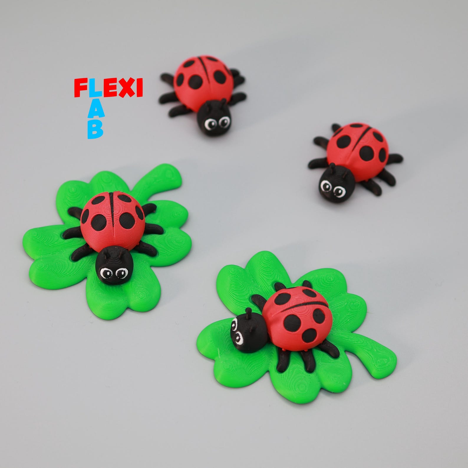 Flexi Ladybug on a Clover Leaf STL File - Art Toy for 3D Printers - Etsy