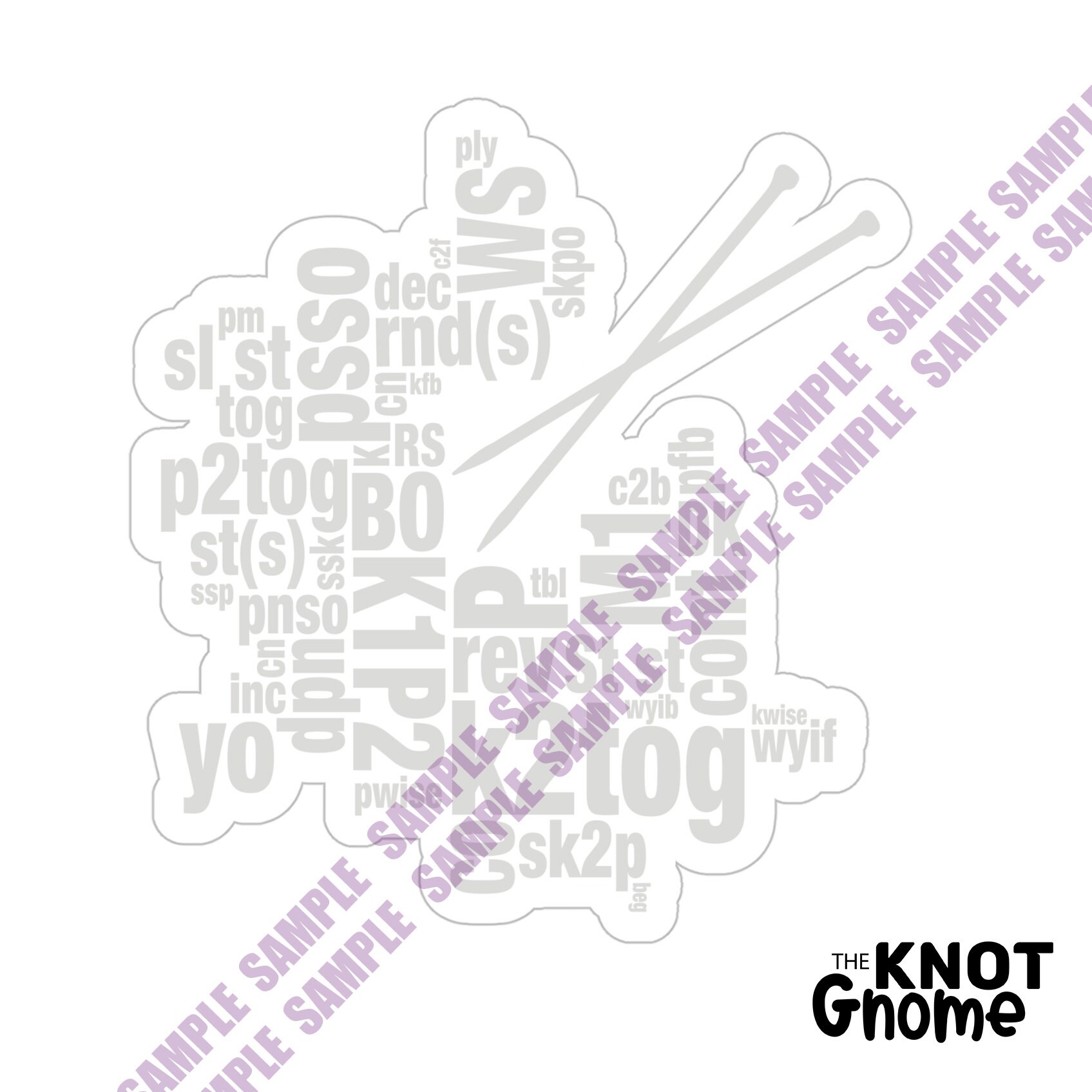 Knitting Sticker Light Vinyl Decal With Common Knitting Abbreviations ...