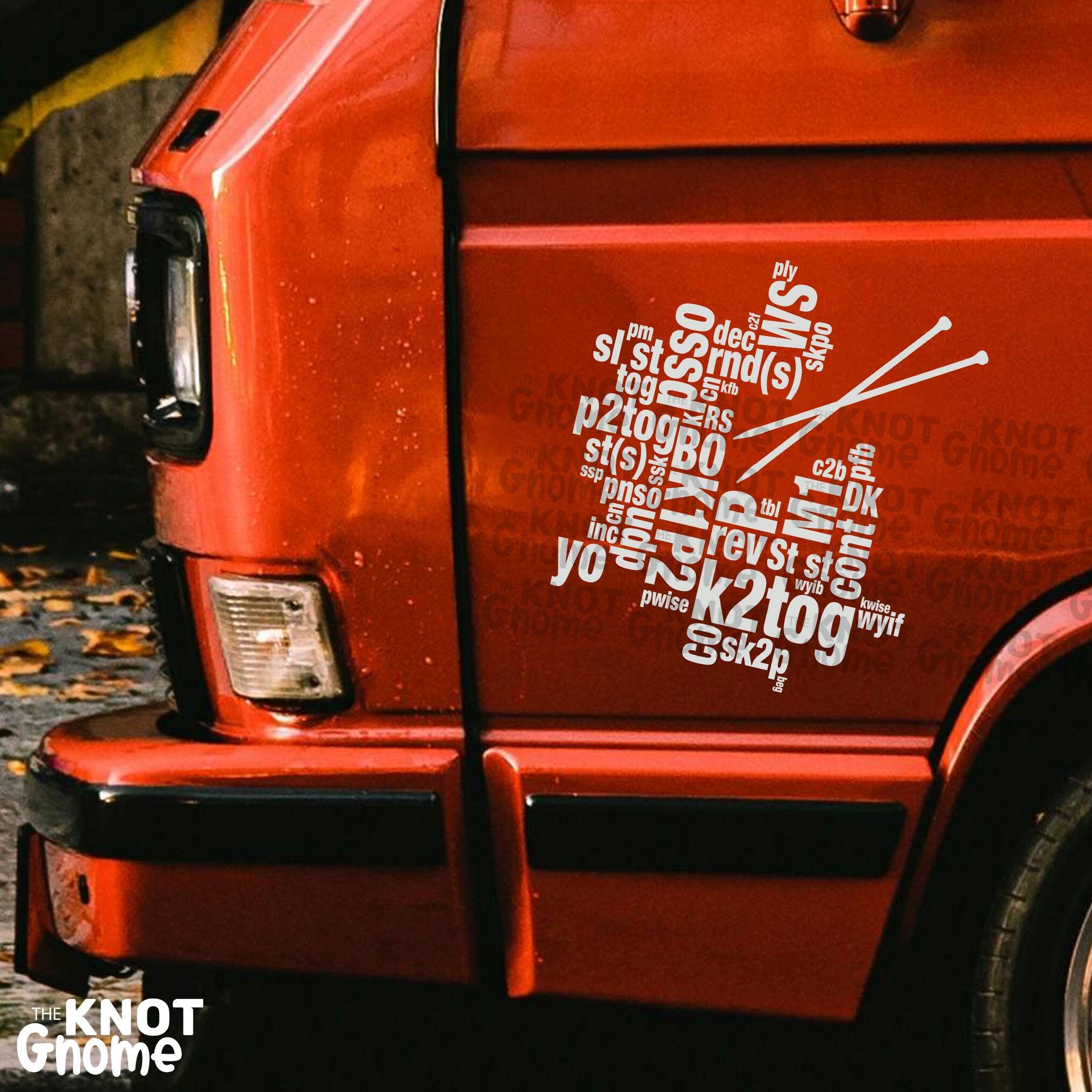 Knitting Sticker Light Vinyl Decal With Common Knitting Abbreviations ...