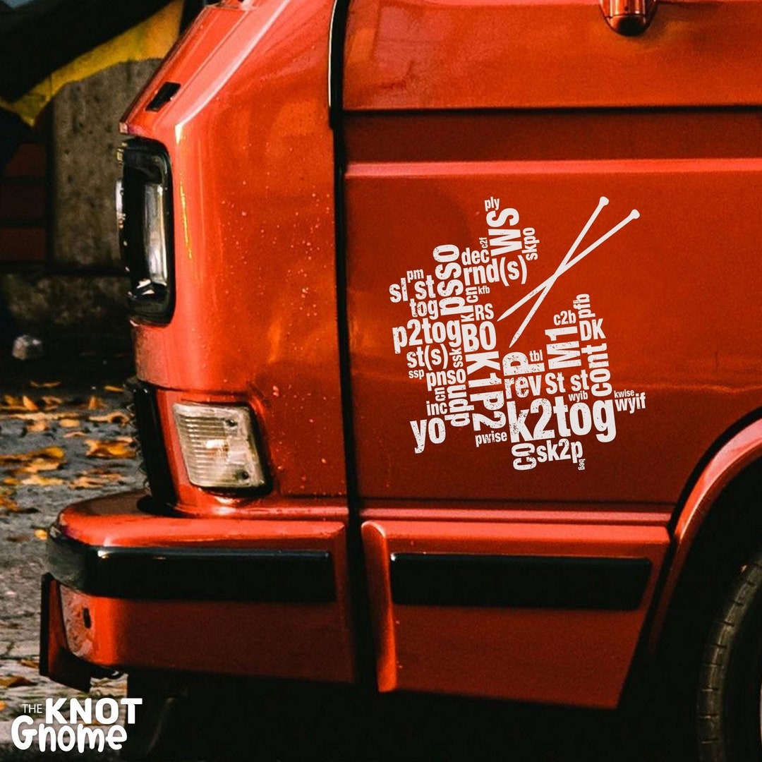 Knitting Sticker Light | Vinyl Decal With Common Knitting Abbreviations ...