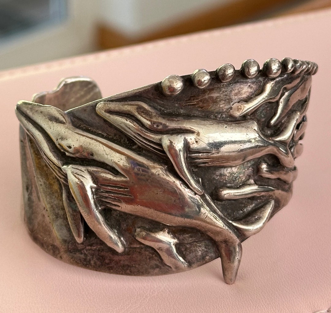 Stephen Burr RARE Whale Cuff Sterling Silver 925 Whales - Etsy