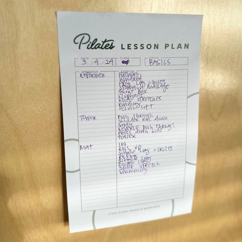 Pilates Lesson Plan Sticky Notes - Etsy