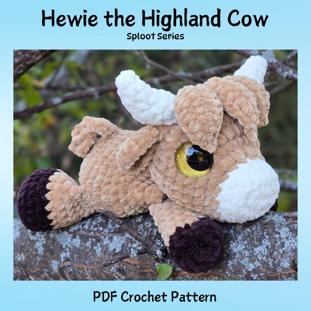 Hewie the Highland Cow Crochet Pattern, Crochet Cow Pattern, Sploot ...