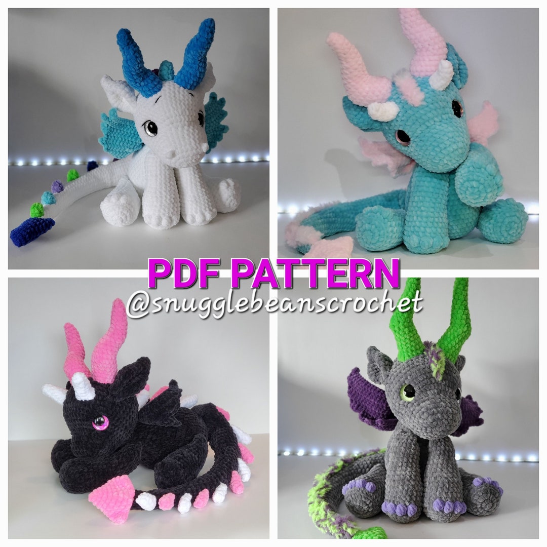 Snuggle Dragon Crochet Pattern PDF, Crochet Big Dragon PATTERN, Dragon Plush Pattern by ...