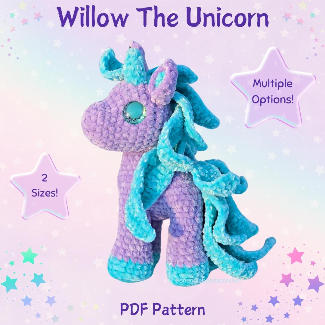Willow the Unicorn Crochet Pattern, 2 in 1 Crochet Unicorn Pegasus ...