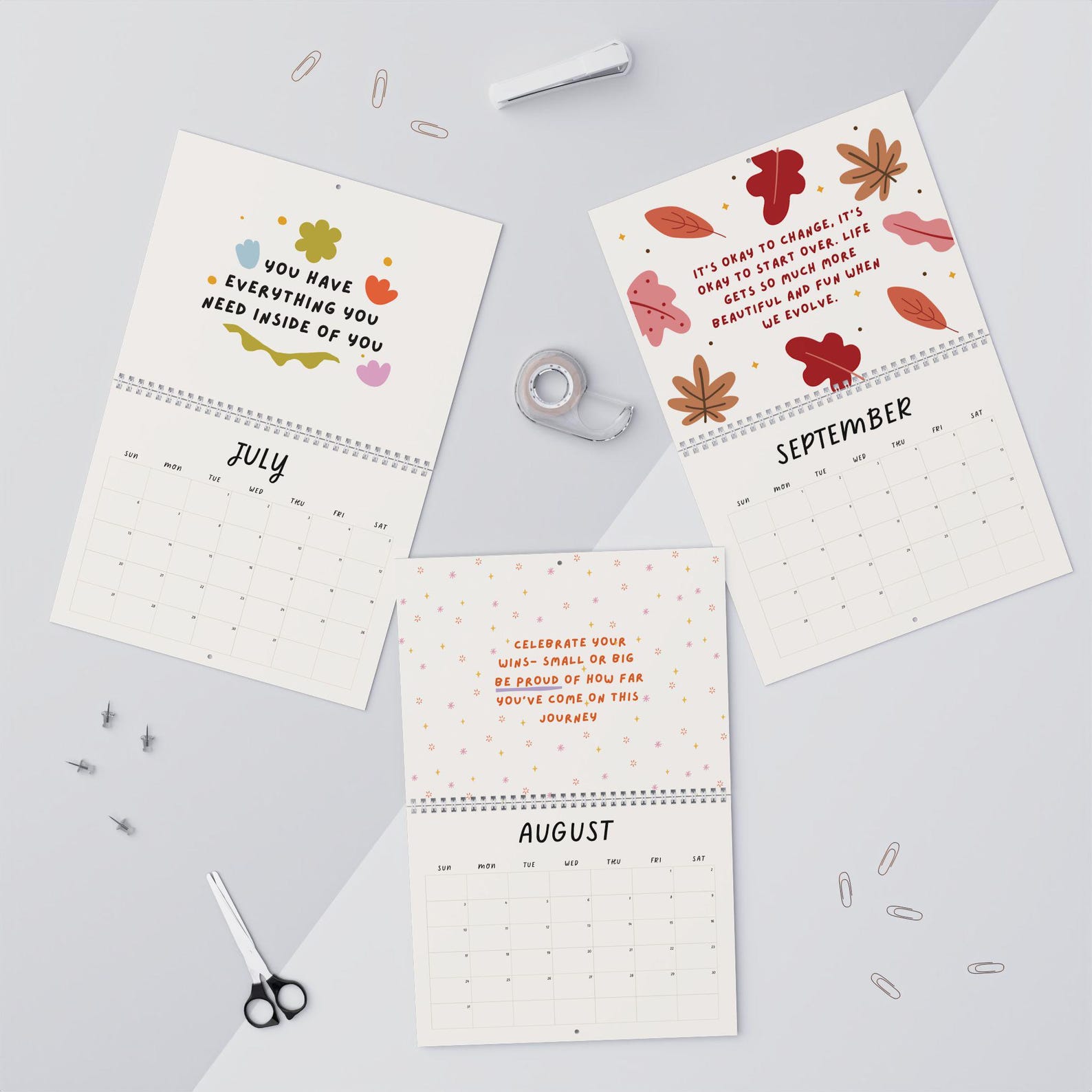 2025 Wall Calendar Motivational Quotes Monthly Calendar for Office Wall ...