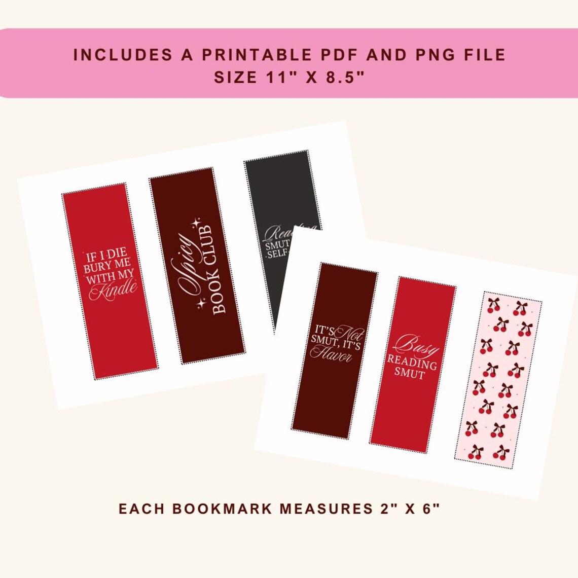 Printable Spicy Romance Bookmarks: Digital Book Mark Reading Quote Book ...
