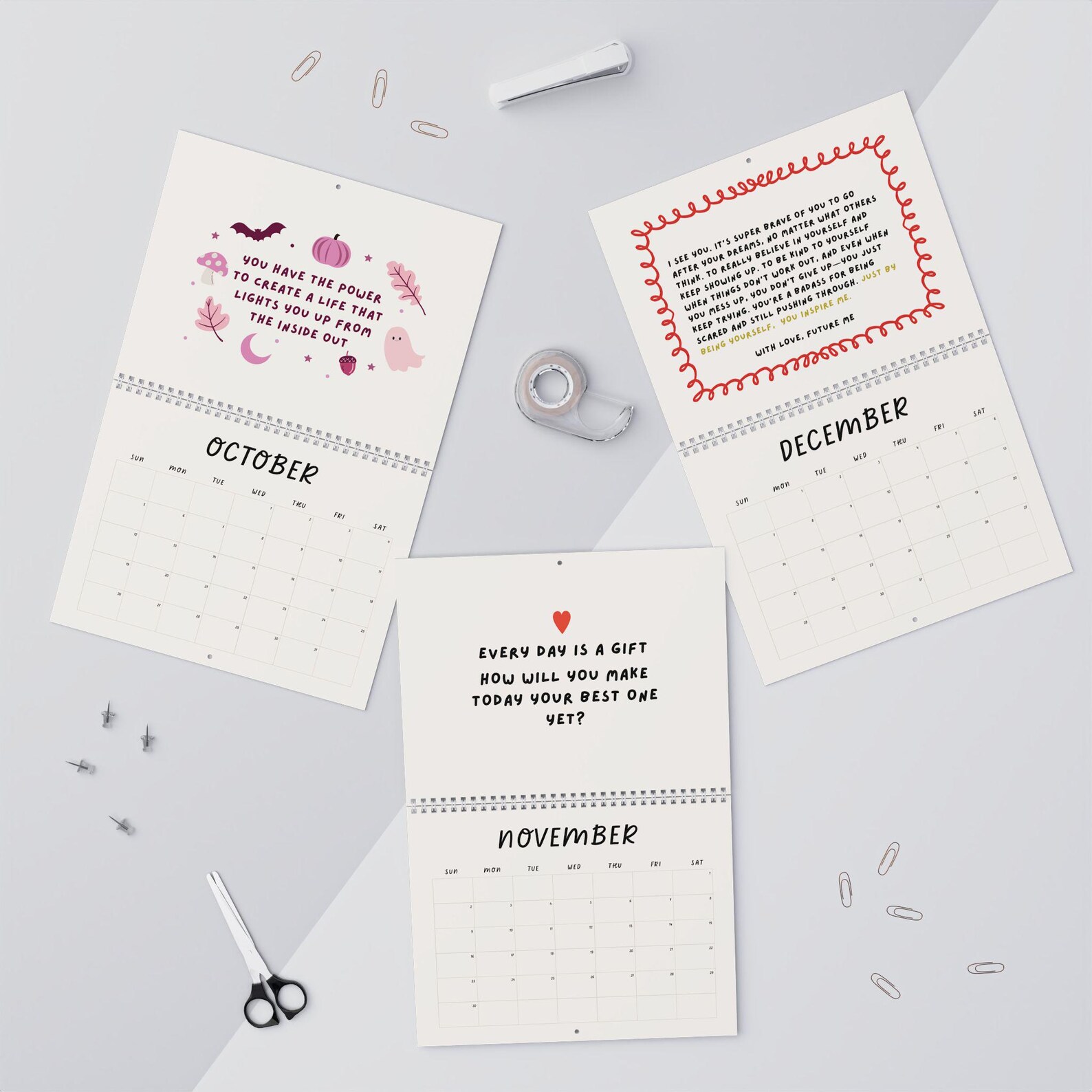 2025 Wall Calendar Motivational Quotes Monthly Calendar for Office Wall ...