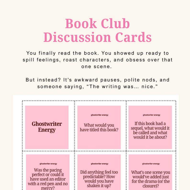 Printable Book Club Discussion Questions Book Club Games for Book ...