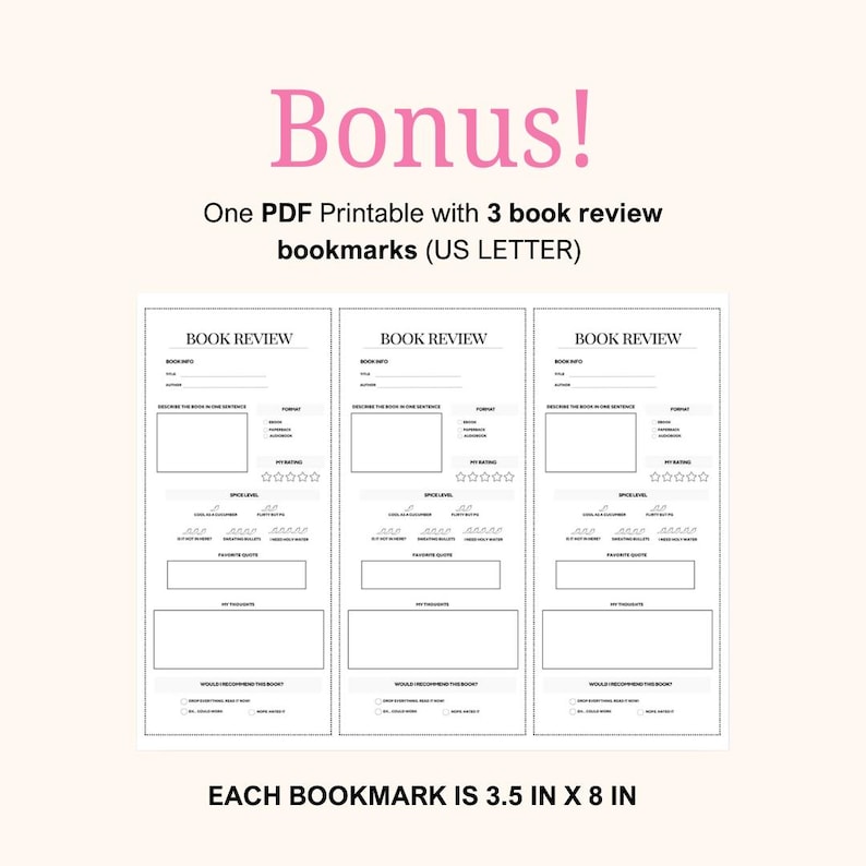Reading Tracker Printable Bookmark: Reading List Bookmarks for Book ...