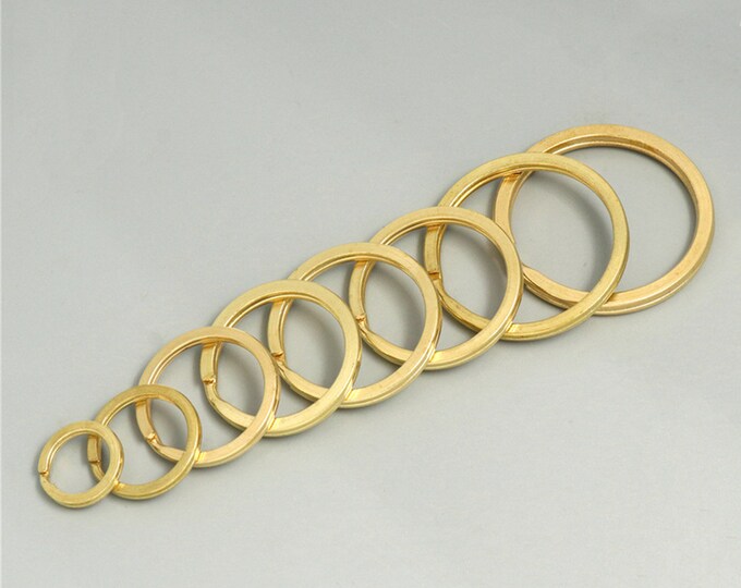 10 PCS Flat Split Key Ringsolid Brassbrass Connectors Copper Split Ring ...