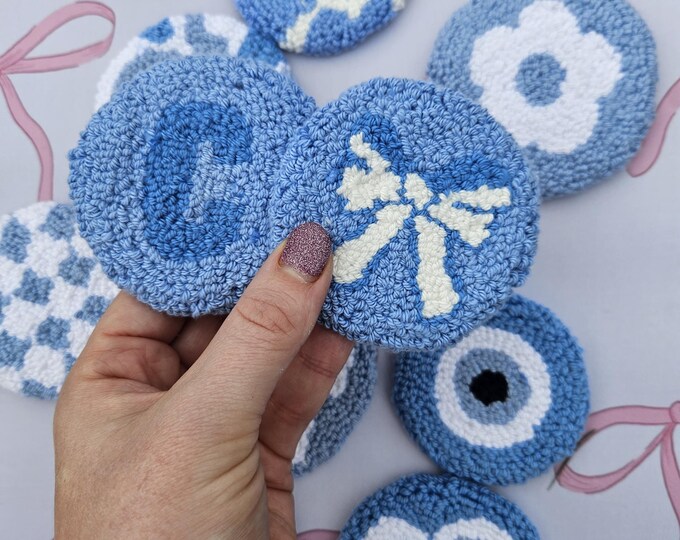 Heart Coaster, Bow Coaster, Mug Rug, Punch Needle, Jewelry Holder, Cute ...