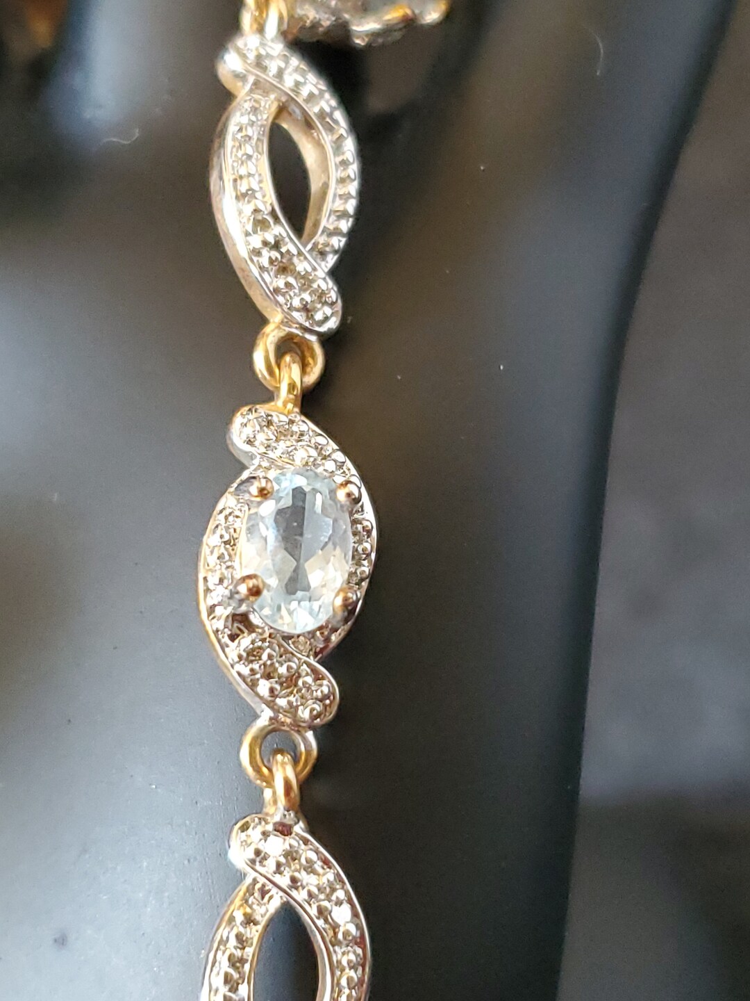 PAJ BB Signed Topaz and 18k Gold Chain Tennis Bracelet. December ...