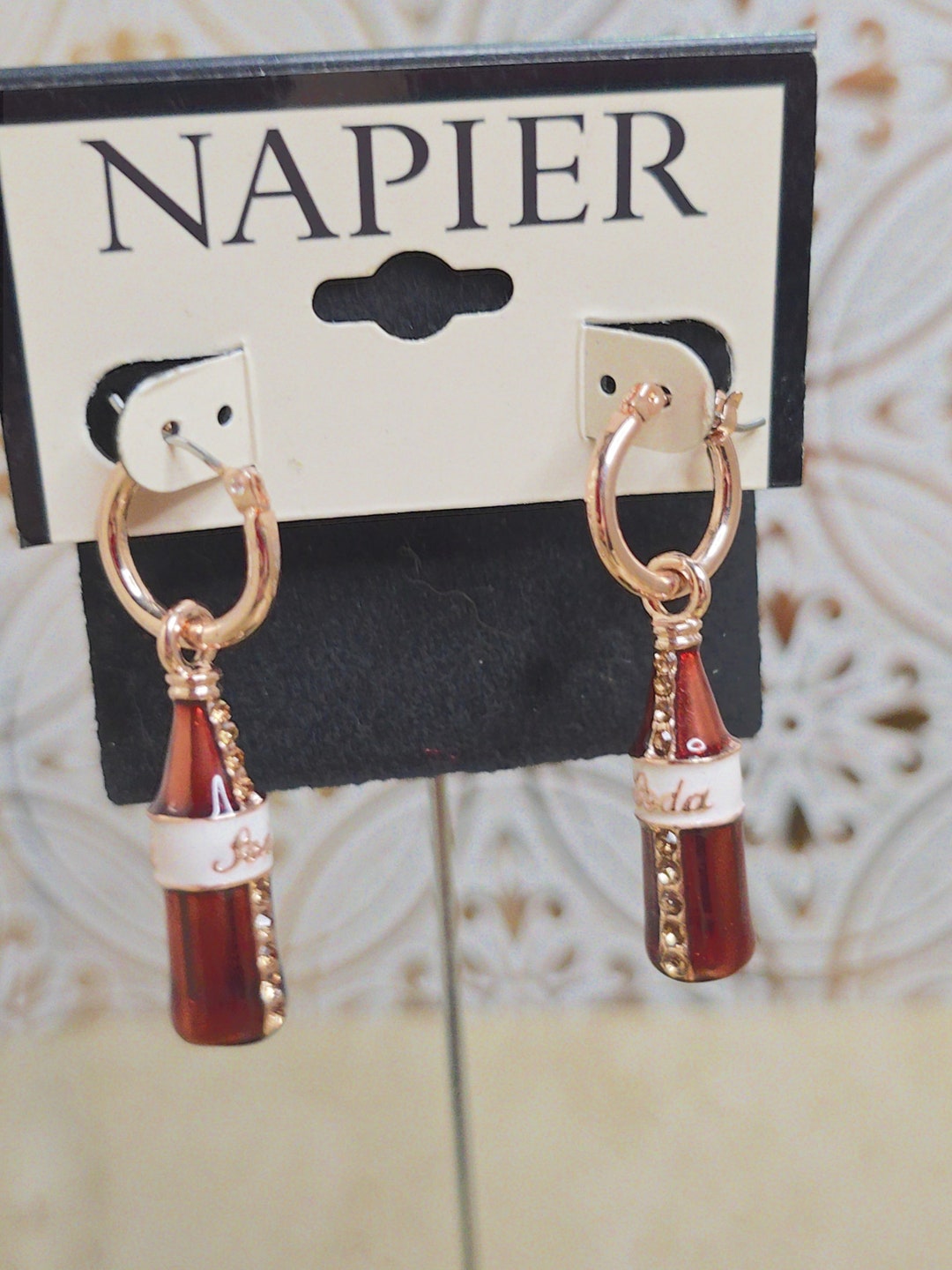 New Napier Gold Tone Soda Bottle Hoop Earrings NWT - Etsy