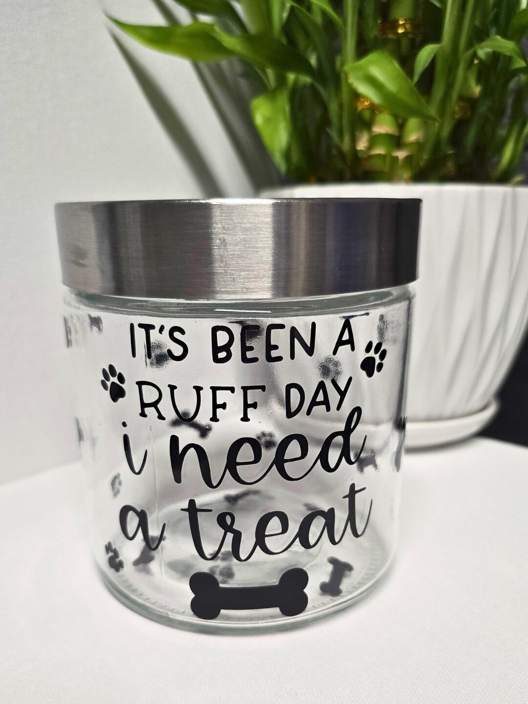 Handmade Dog Treat Jar: "ruff Day" Glass Pet Gift - Etsy