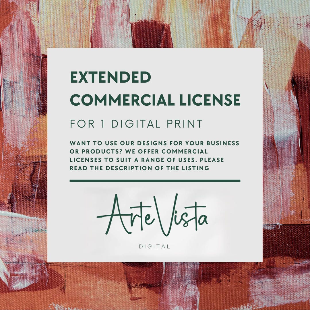 Extended Commercial License for One Digital Print - Etsy