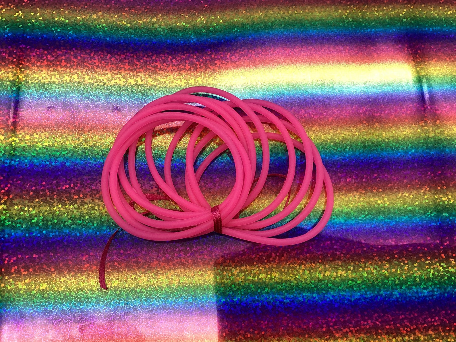 Set of 10 Neon Pink 80s Jelly Bracelets Wrapped in A Pink Satin Bow - Etsy