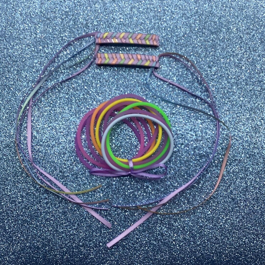 Set of Two Pastel Purple and Pastel Rainbow 80s Braided Ribbon ...