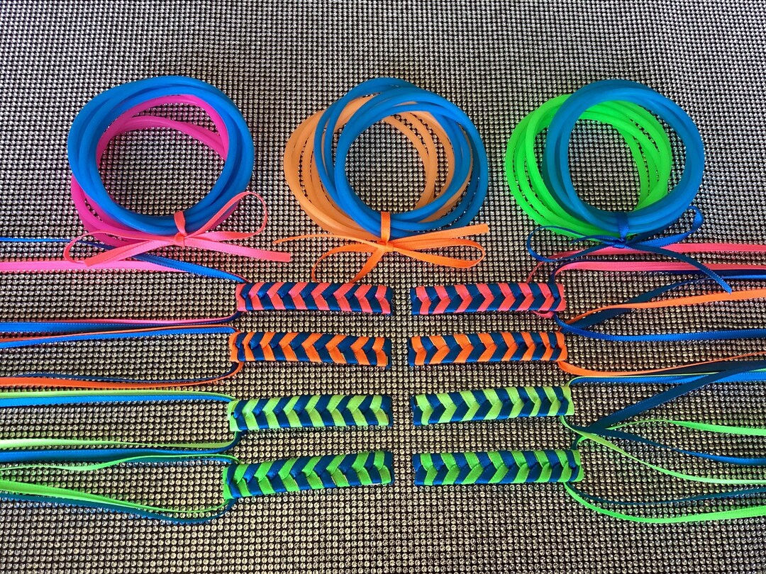 Set of Two Neon Colors 80s Retro Braided Satin Ribbon Barrettes/ Set of ...