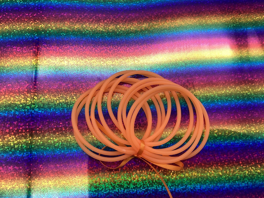 Set of 10 Neon Orange 80s Jelly Bracelets Wrapped in an Orange Satin ...