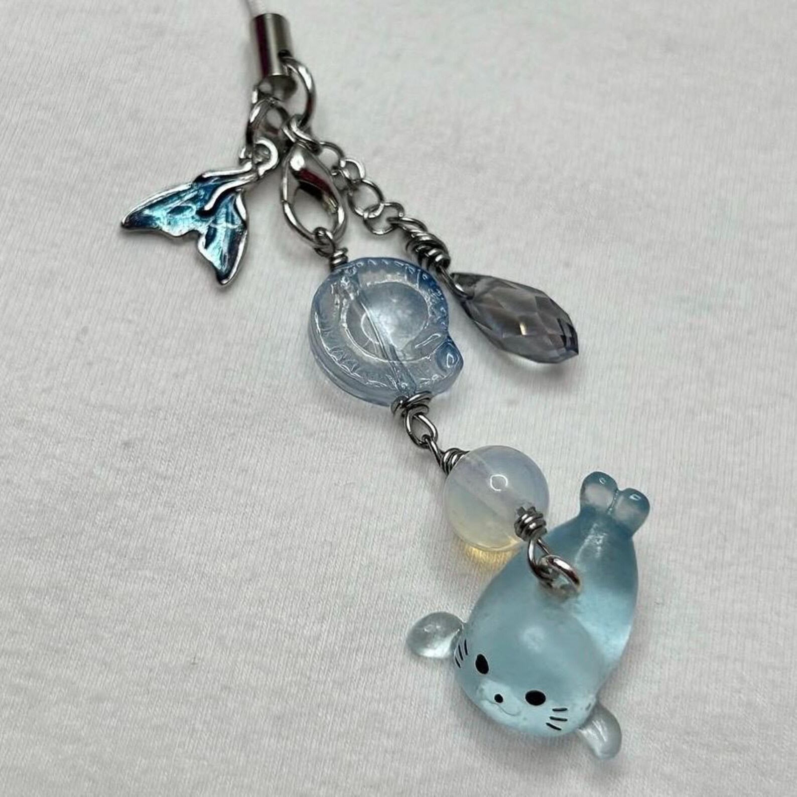 Blue Seal Phone Charm | Silver Plated, Ocean Theme - Etsy