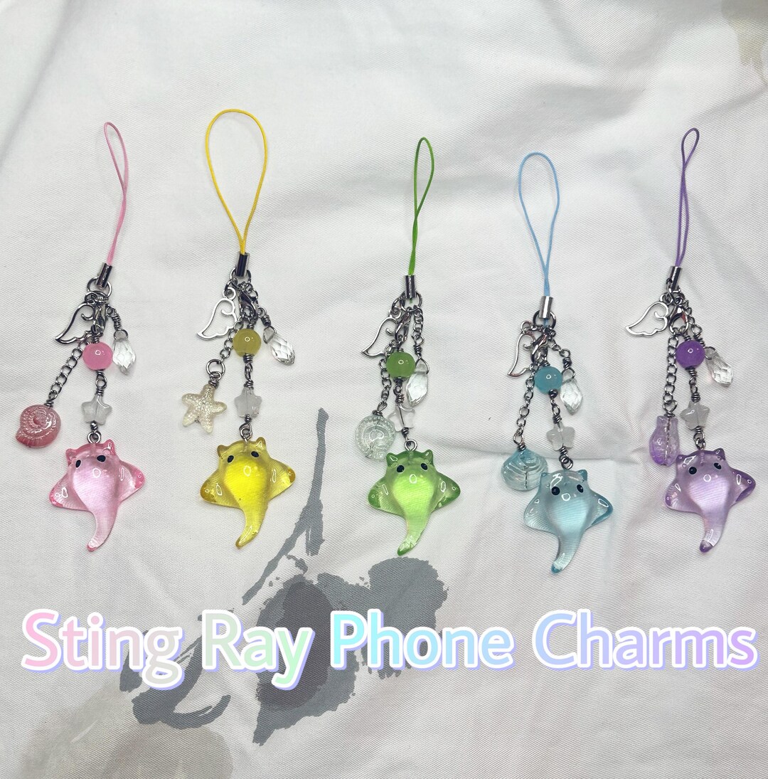 Rainbow Stingray Phone Charm: Kawaii Ocean Keychain - Etsy