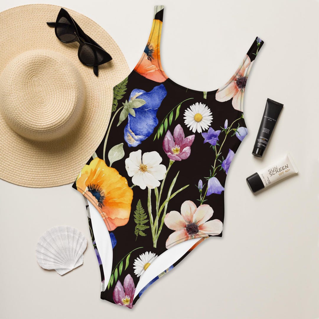 Spring Wildflowers One-piece Swimsuit | Vintage Retro Recycled Eco ...