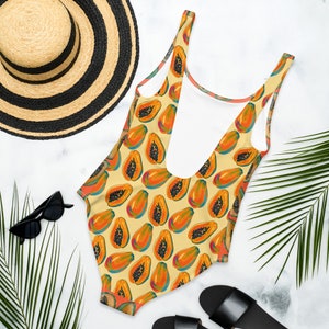 Orange Tropical Papaya One-piece Swimsuit | Recycled Eco Friendly ...