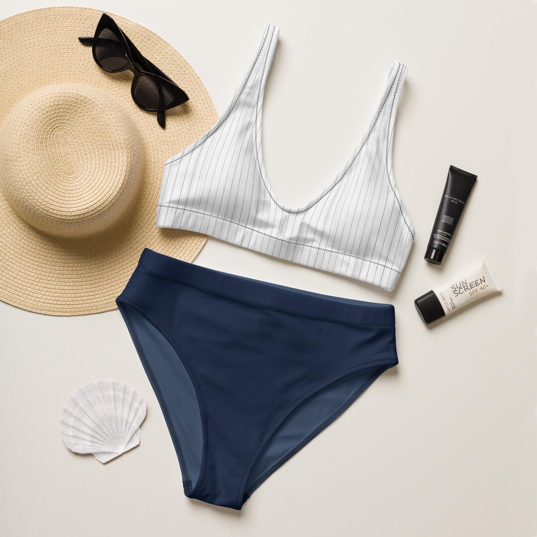 Vintage Sea Classy High Waisted Bikini Set | Recycled Bikini Minimalist ...