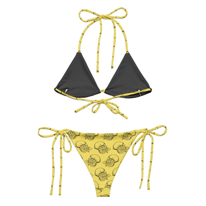 Exotic Yellow Lemon String Bikini Set Minimalist Recycled Eco Friendly ...