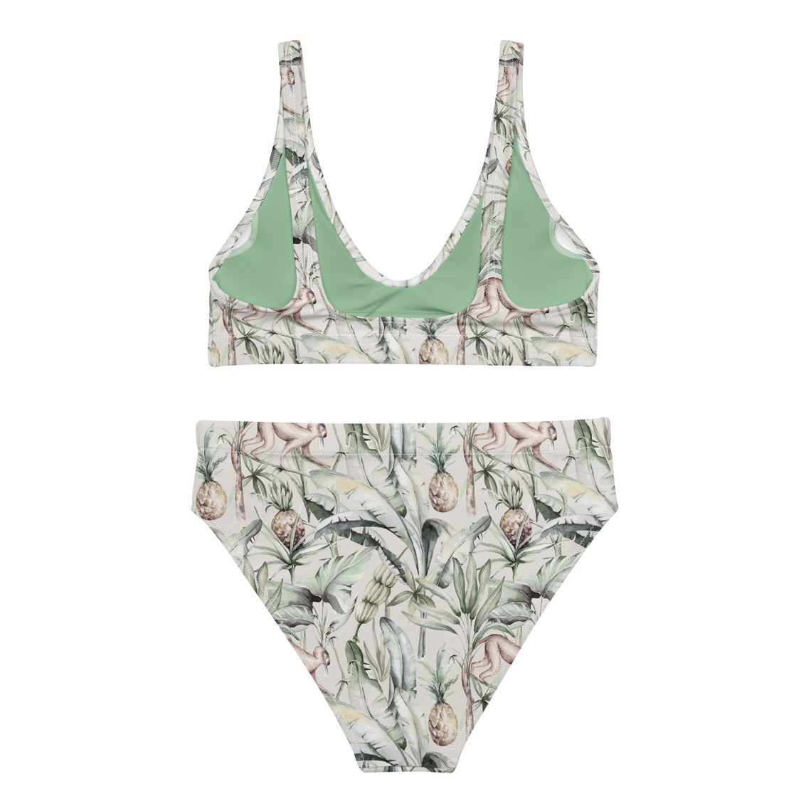 Monkey Rainforest High Waisted Bikini Set Tropical Island Recycled ...