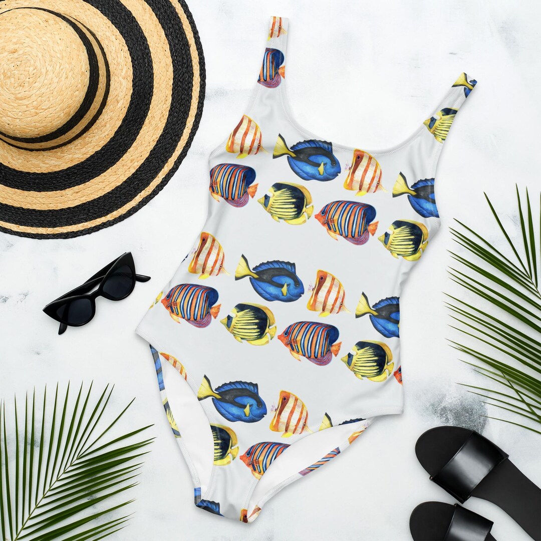 Vintage Deep Sea One-piece Swimsuit | Ocean Fish Recycled Eco Friendly ...