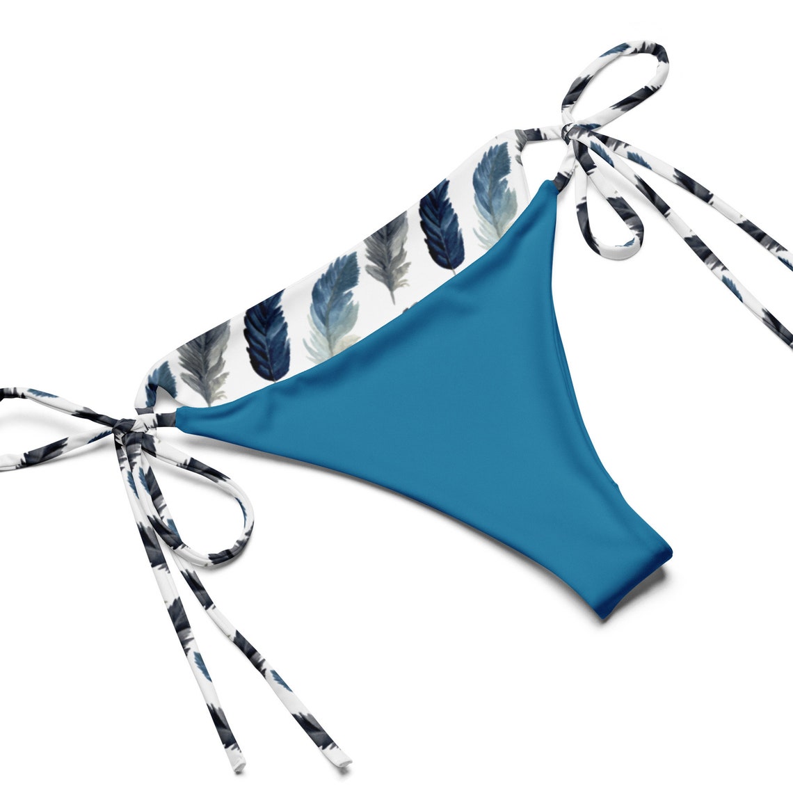 Blue Bird Feathers String Bikini Set Minimalist Recycled Eco Friendly ...