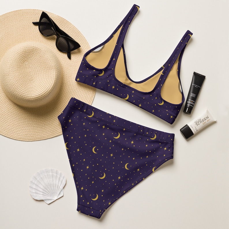 Mystical Moon & Stars High Waisted Bikini Set | Nautical Recycled ...