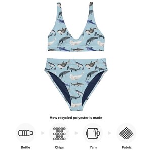 Nautical Narwhal & Hammerhead Shark High Waisted Bikini Set | Recycled ...